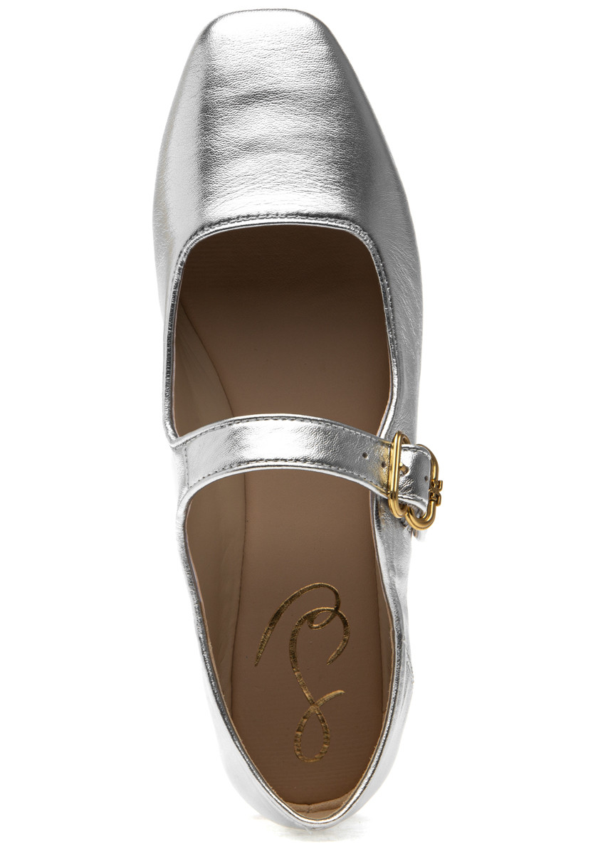 Sam Edelman Michaela Mary Jane Flat Silver Leather