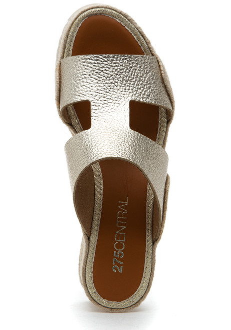 275 Central Christie Espadrille Wedge Platino Leather