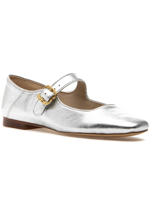 Sam Edelman Michaela Mary Jane Flat Silver Leather