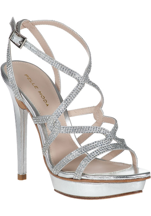 Pelle Moda Farah Evening Sandal Silver Leather
