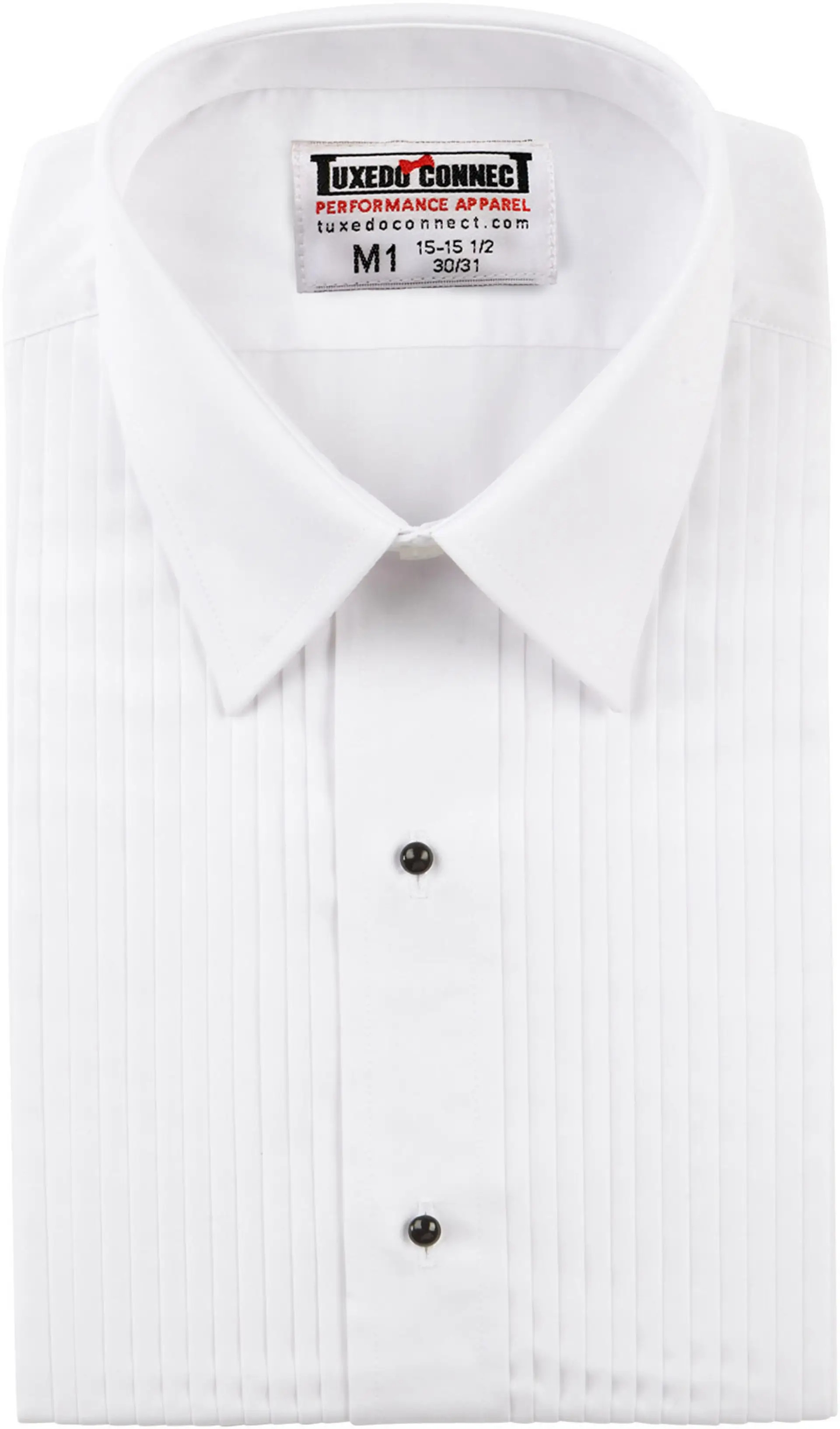 Men's White Lay Down Collar Pleated Tuxedo Shirt