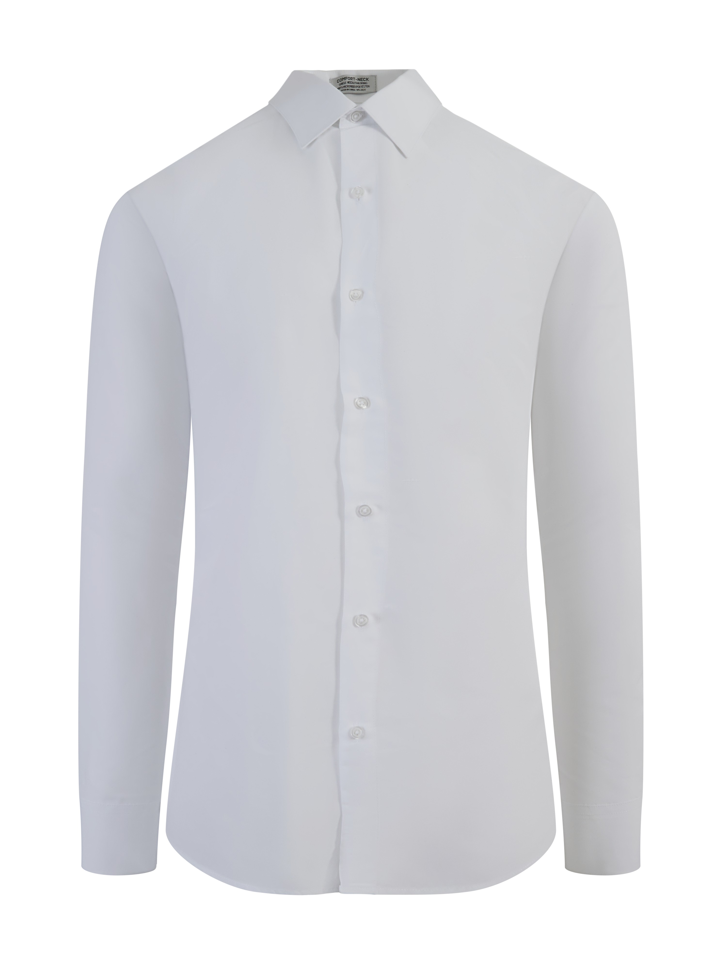 Men's White Premium Microfiber Lay Down Collar Dress Shirt
