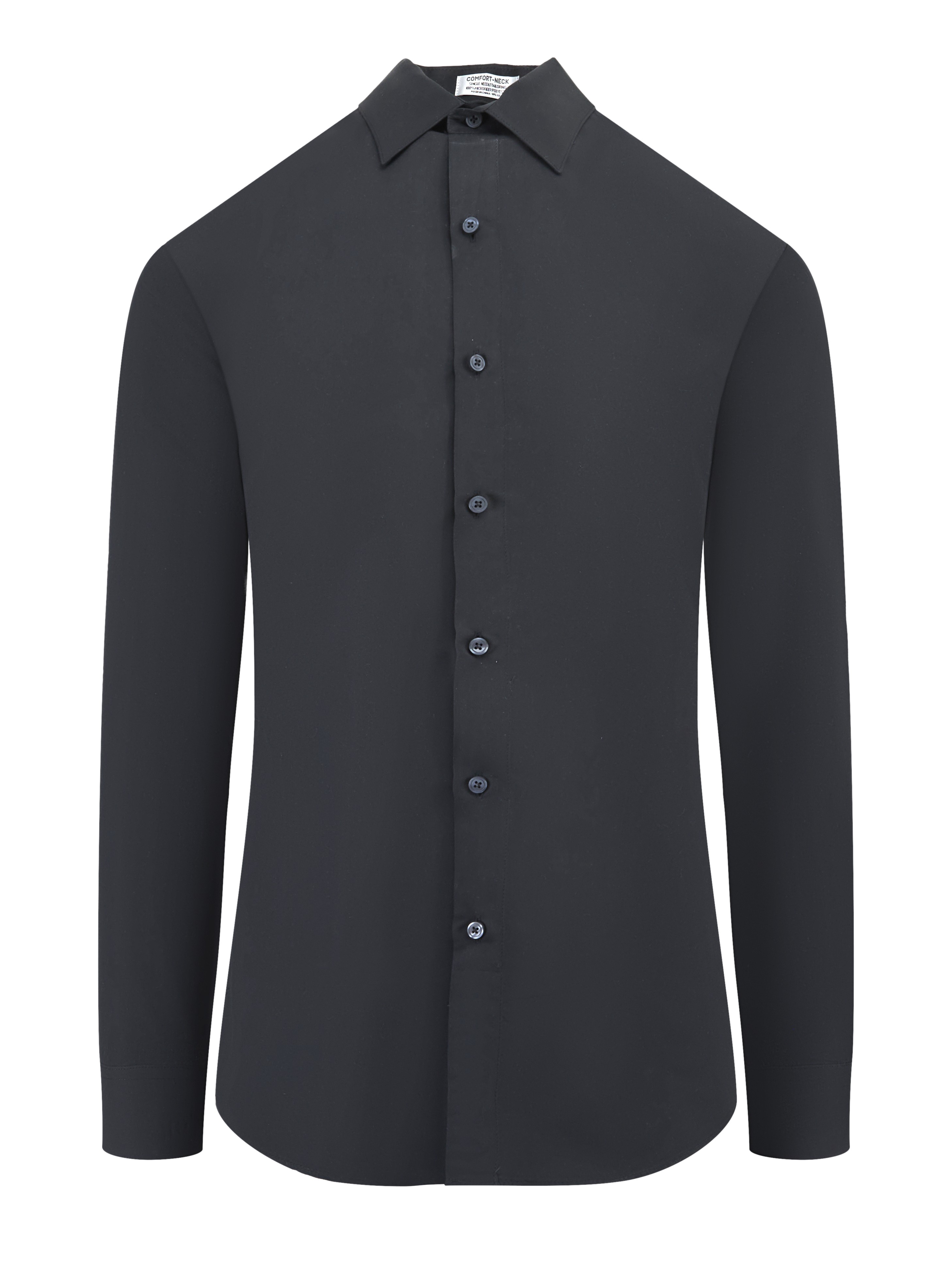Men's Black Premium Microfiber Lay Down Collar Dress Shirt