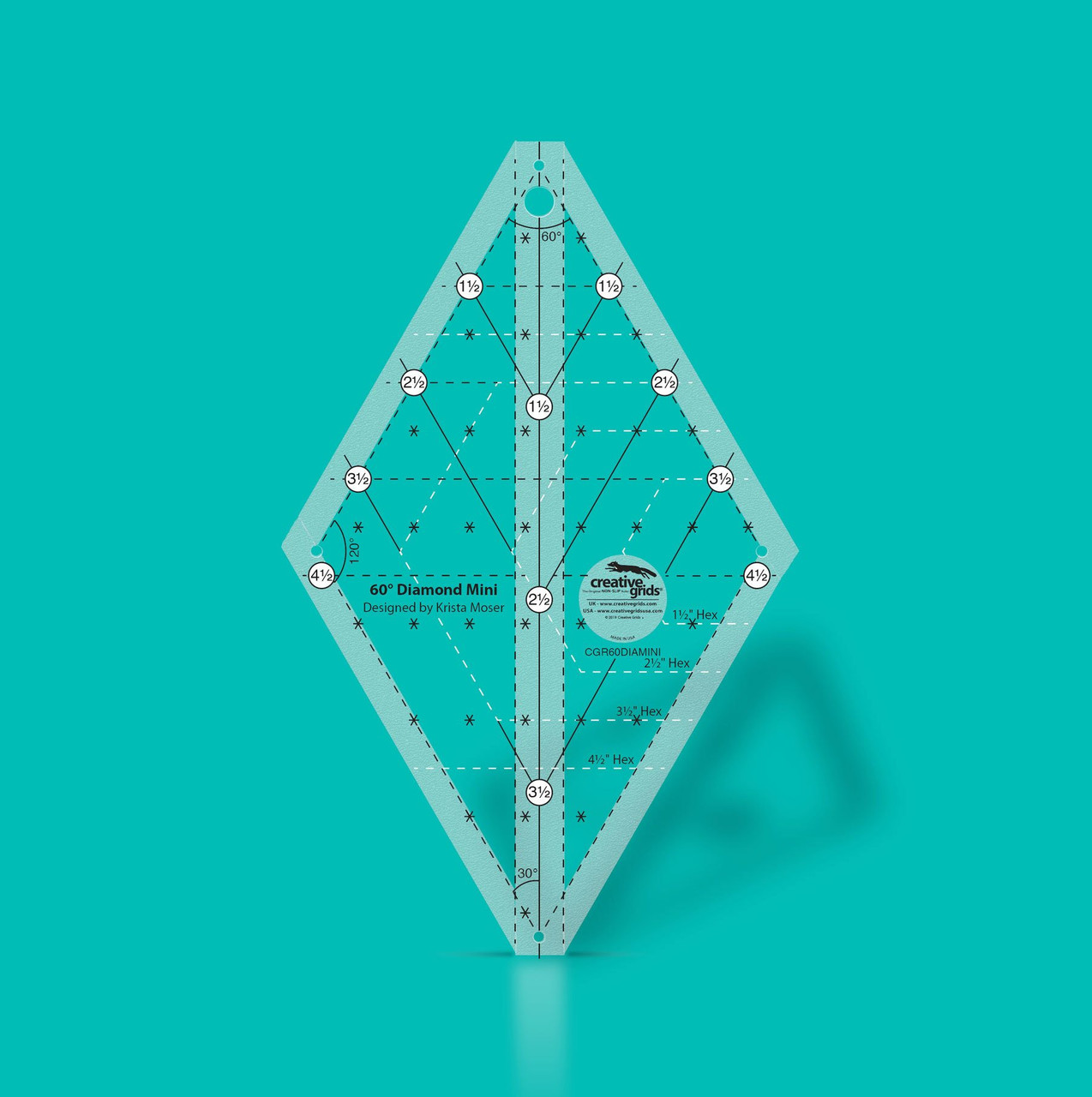 Creative Grids 60 Degree Tiny Diamond Ruler - Heartbeat Quilting
