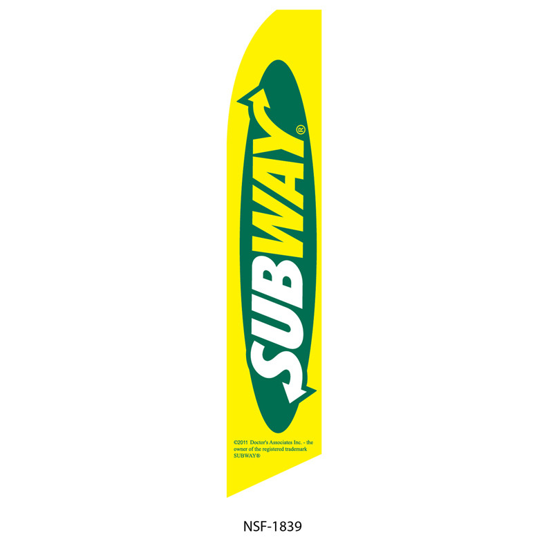Subway Breakfast Feather Flag green yellow