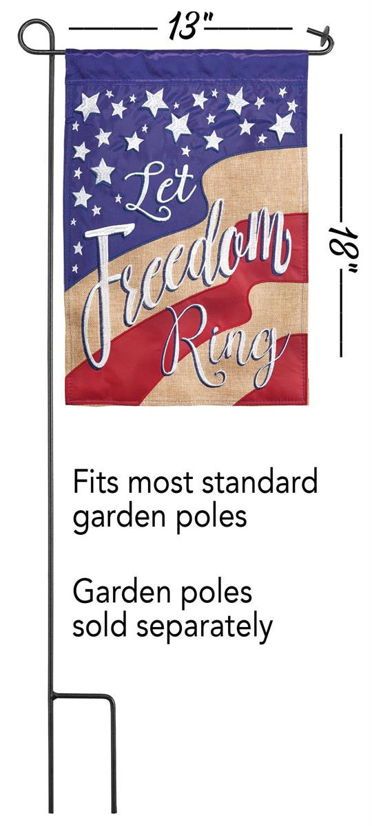 Let Freedom Ring Burlap Garden Flag - FlagCenter.com