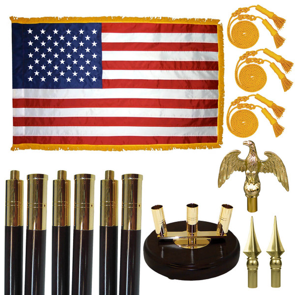 Signature Mahogany Flag Set (with 3 Poles) | annin, indoor and parade ...
