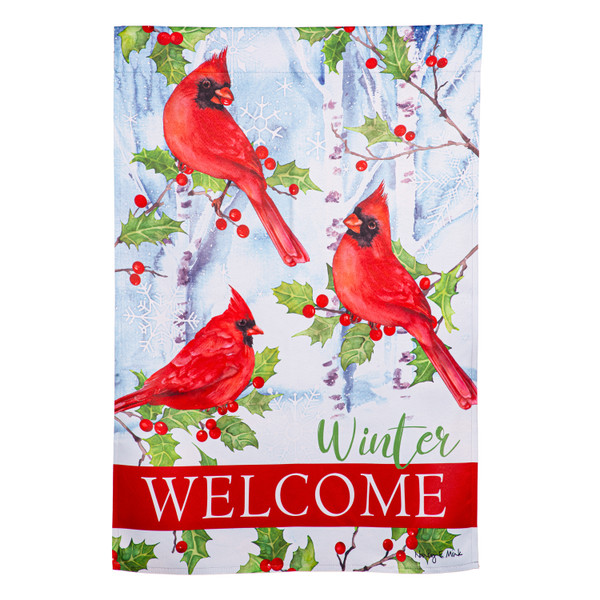 Winter Welcome Suede Garden Flag - FlagCenter.com