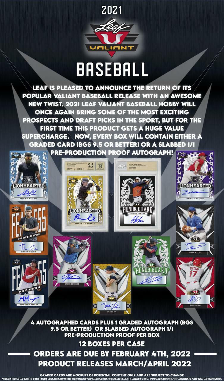 2021 Leaf Valiant Baseball Hobby Box
