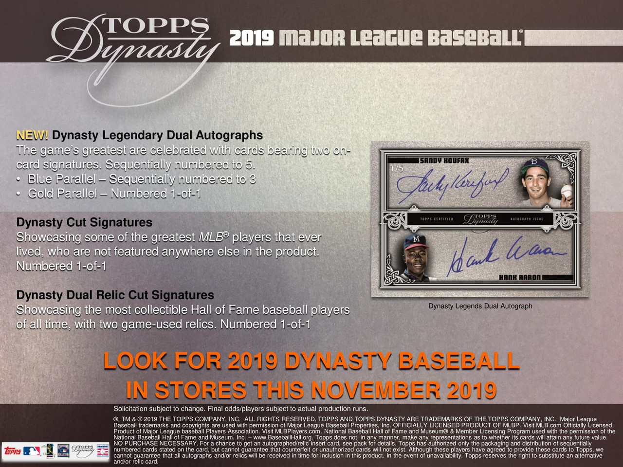 2019 Topps Dynasty Baseball Hobby 5 Box Case