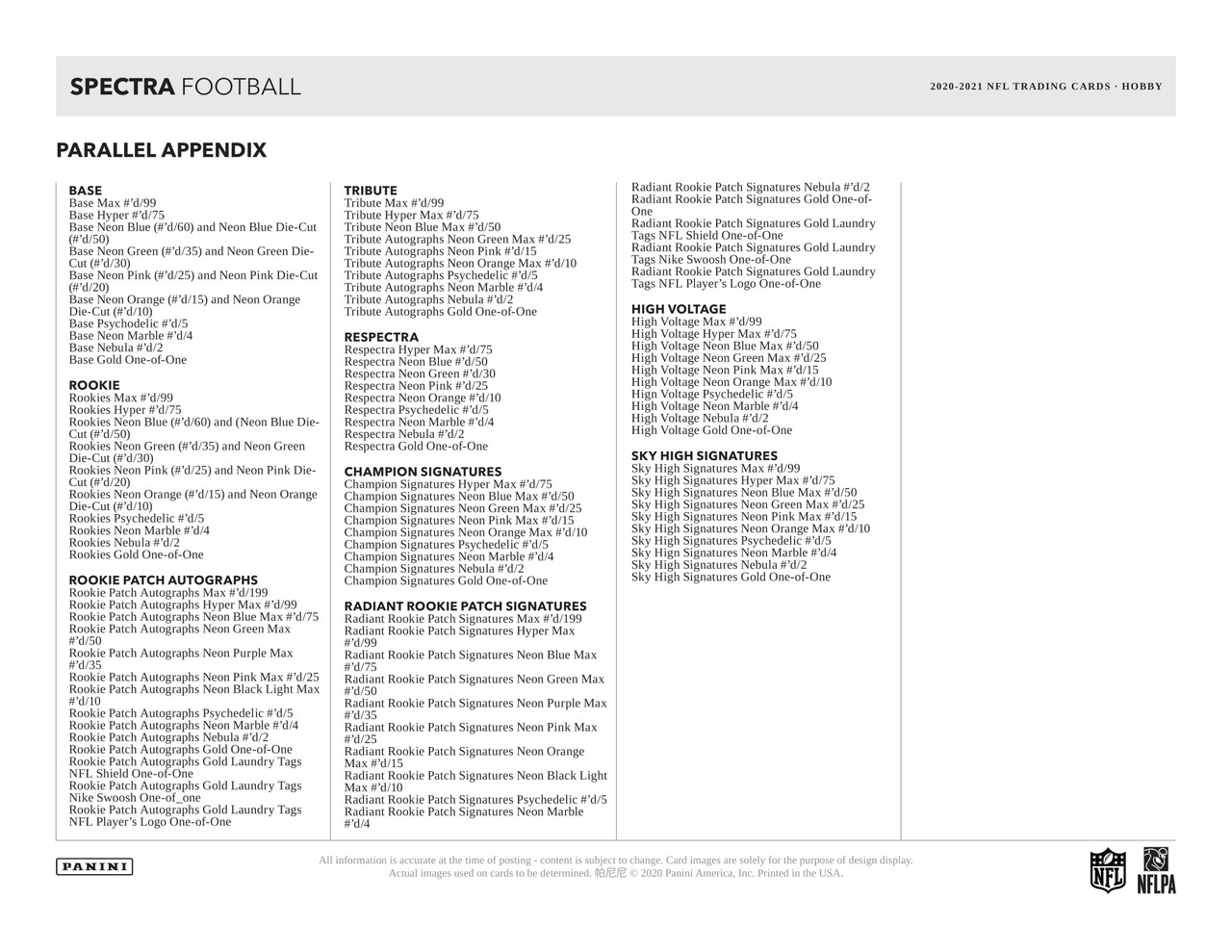 2020 Panini Spectra Football Hobby Box