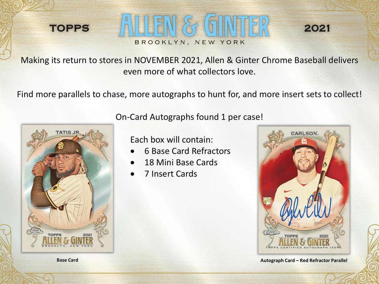 2021 Topps Allen & Ginter Chrome Baseball Hobby Box
