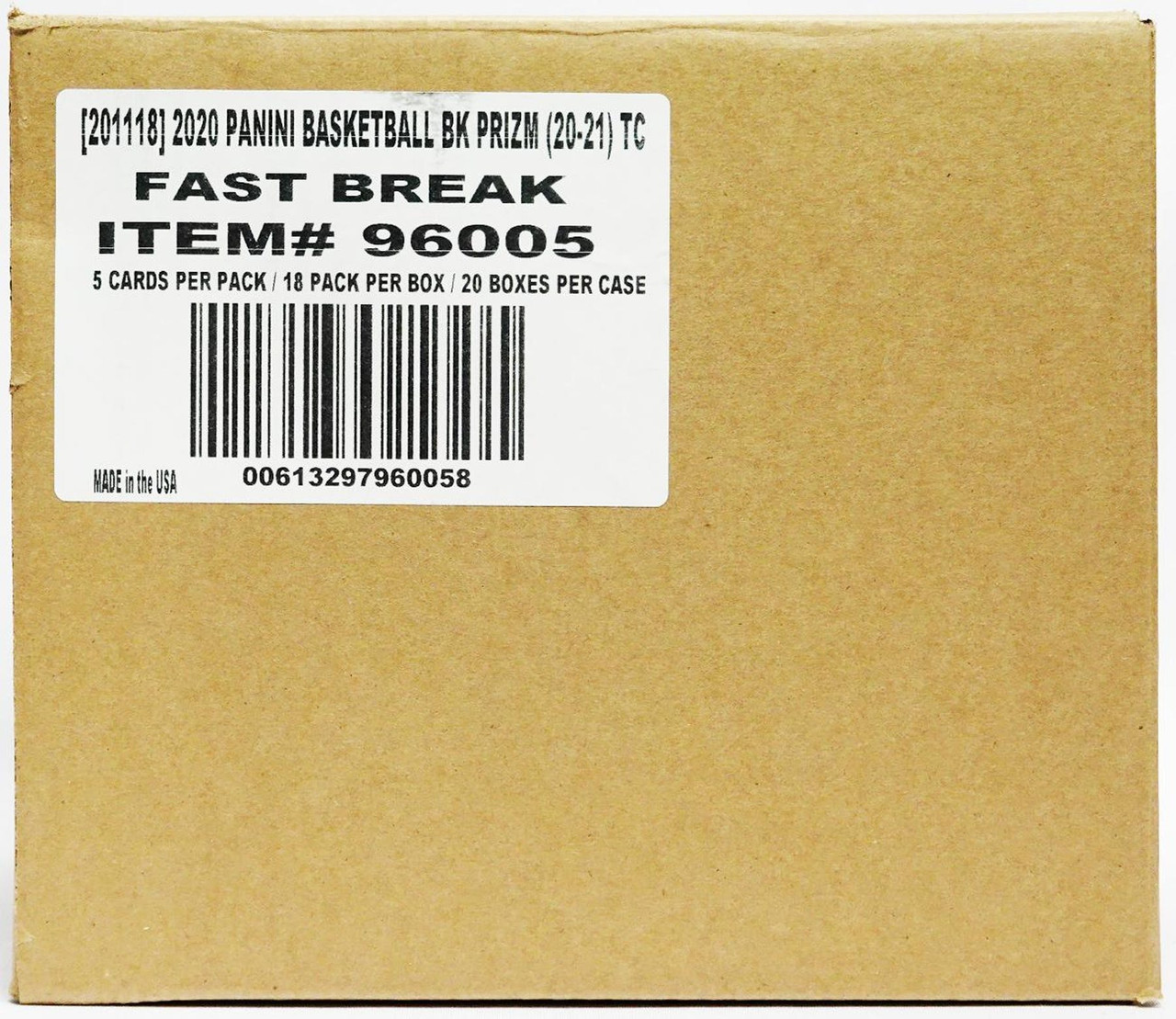 2020/21 Panini Prizm Basketball Fast Break 20 Box Case