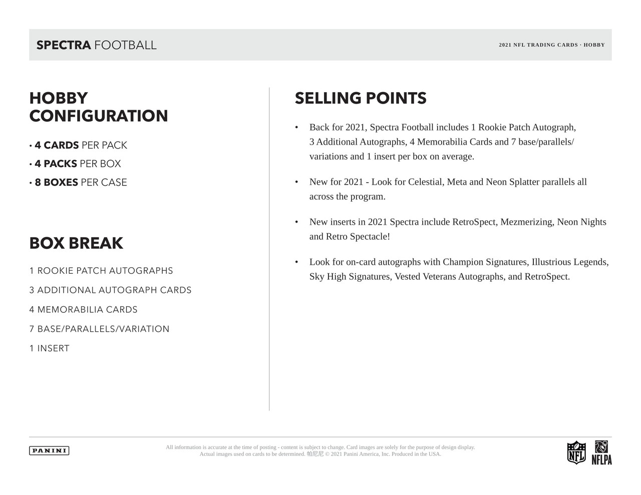2021 Panini Spectra Football Hobby 8 Box Case