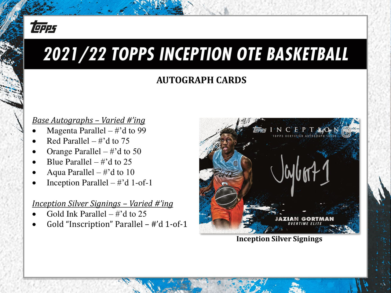 2021/22 Topps Inception Overtime Elite Basketball Hobby Box