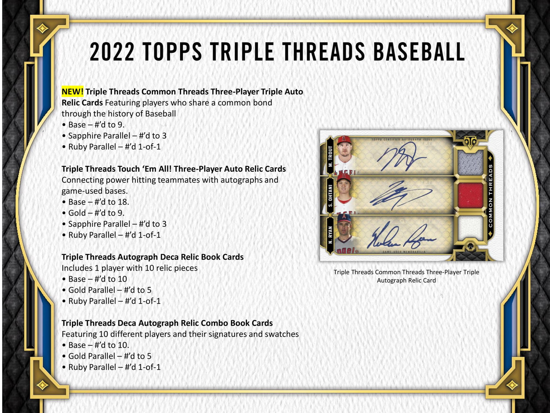 2022 Topps Triple Threads Baseball Hobby Box