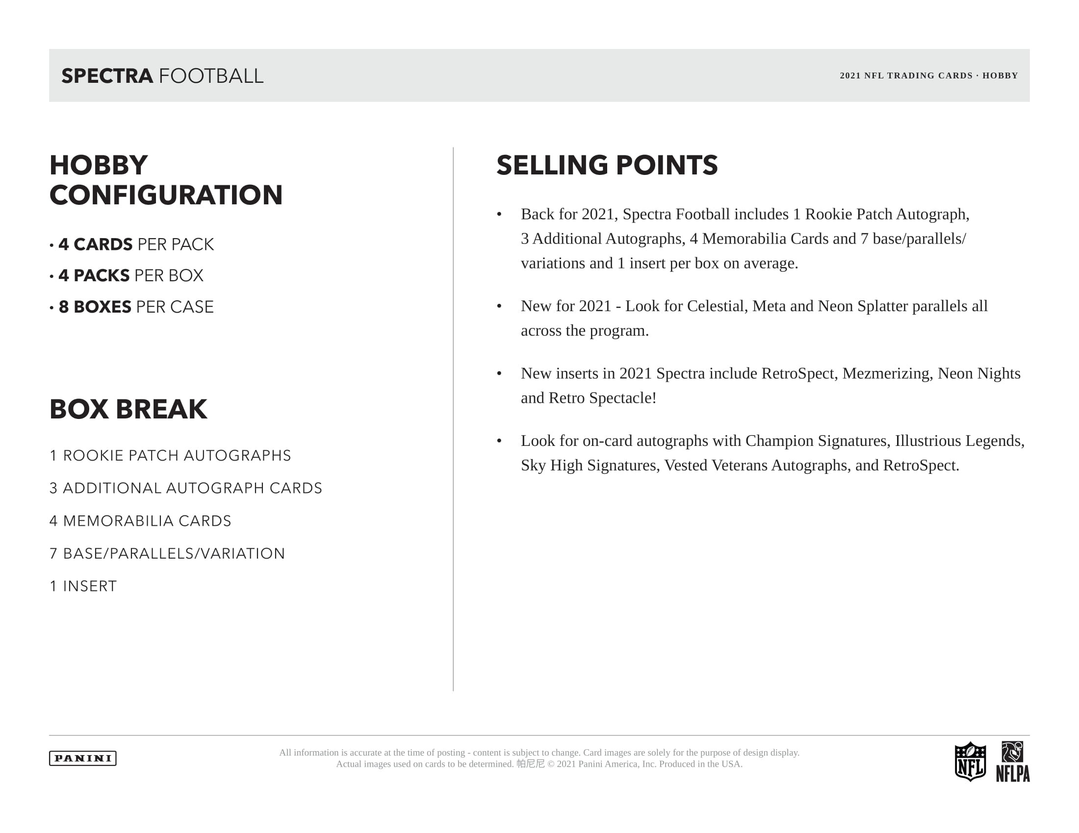 2021 Panini Spectra Football Hobby Box