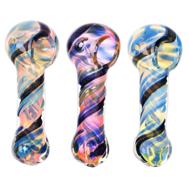 Spiral Fumed Dicro Glass Hand Pipe - 3.75" / Colors Vary - humble+fume