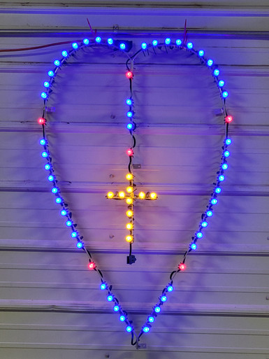 Heart Shaped Outdoor LED Lighted Rosary - GOLD Cross