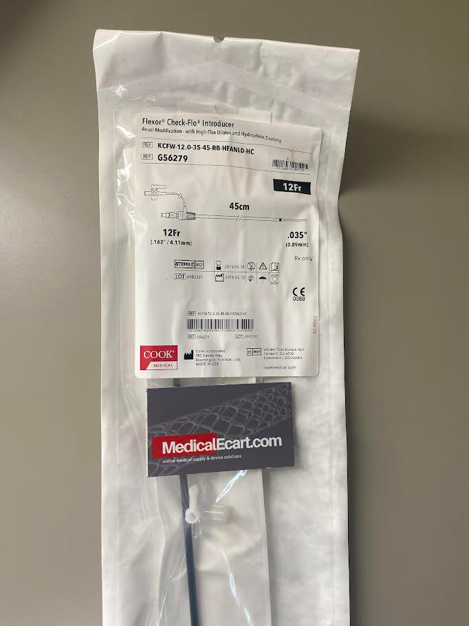 12Fr. x 45cm Cook Medical Flexor ® Ansel Guiding Sheath straight tip .035"