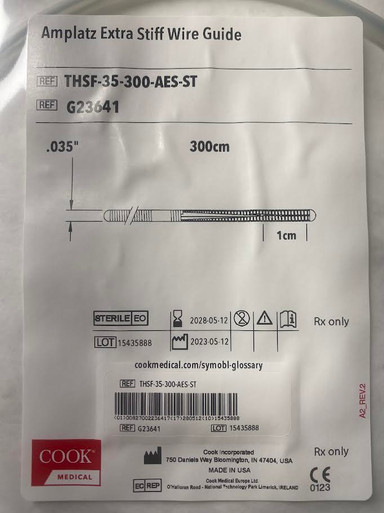 AMPLATZ EXTRA-STIFF SUPPORT WIRE GUIDE G23641 ;Length 300cm;Tip Curve ...