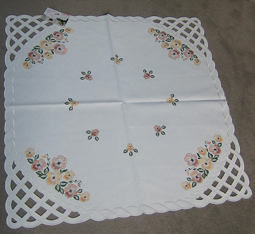 German Linen Flower Square Tablecloth