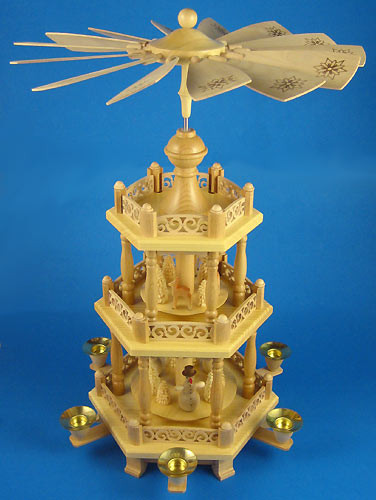 Christmas German Pyramid White Color Carousel 3 Level