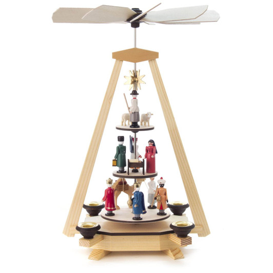 Christmas German Pyramid White Color Carousel 3 Level