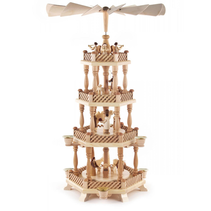 4 Level Natural Wood Nativity Christmas Pyramid | ChristKindl-Markt