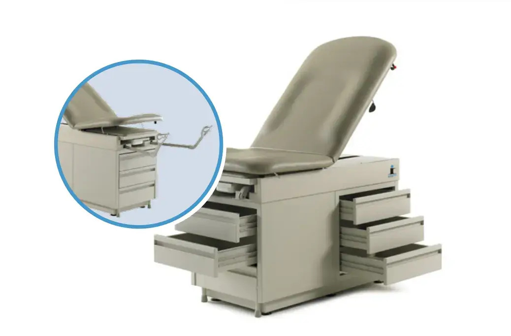 Hausted Exam Table w/Pelvic Tilt, Stirrups & Pass thru Drawers | Exam ...