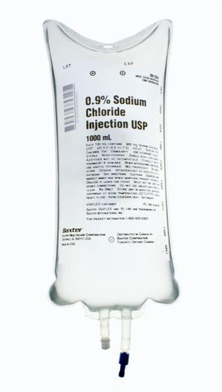 Baxter 0.9% Sodium Chloride Injection, USP, 1000 mL VIAFLEX Plastic ...