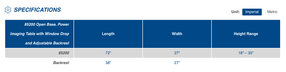 Clinton 85200 Open Base, Power Imaging Table with Window Drop and ...