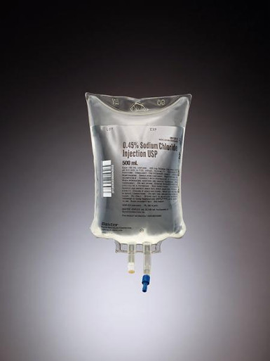 Baxter 0.45% Sodium Chloride Injection, USP, 500 mL VIAFLEX Plastic ...