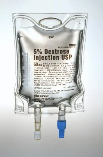 Baxter 5% Dextrose Injection, USP, 50 mL VIAFLEX Plastic Container ...