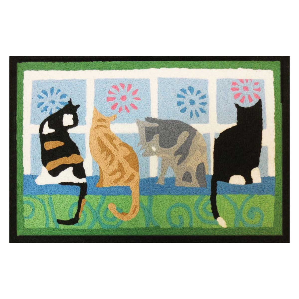 Four Window Cats Rug Indoor Outdoor Washable JB-STS012
