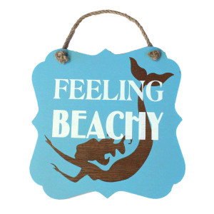 Mermaids Feeling Beachy Wood 7" x 7" Sign - 16264FEEL - ColorfulCritters