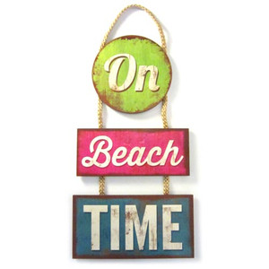 On Beach Time Wood Sign 30-061