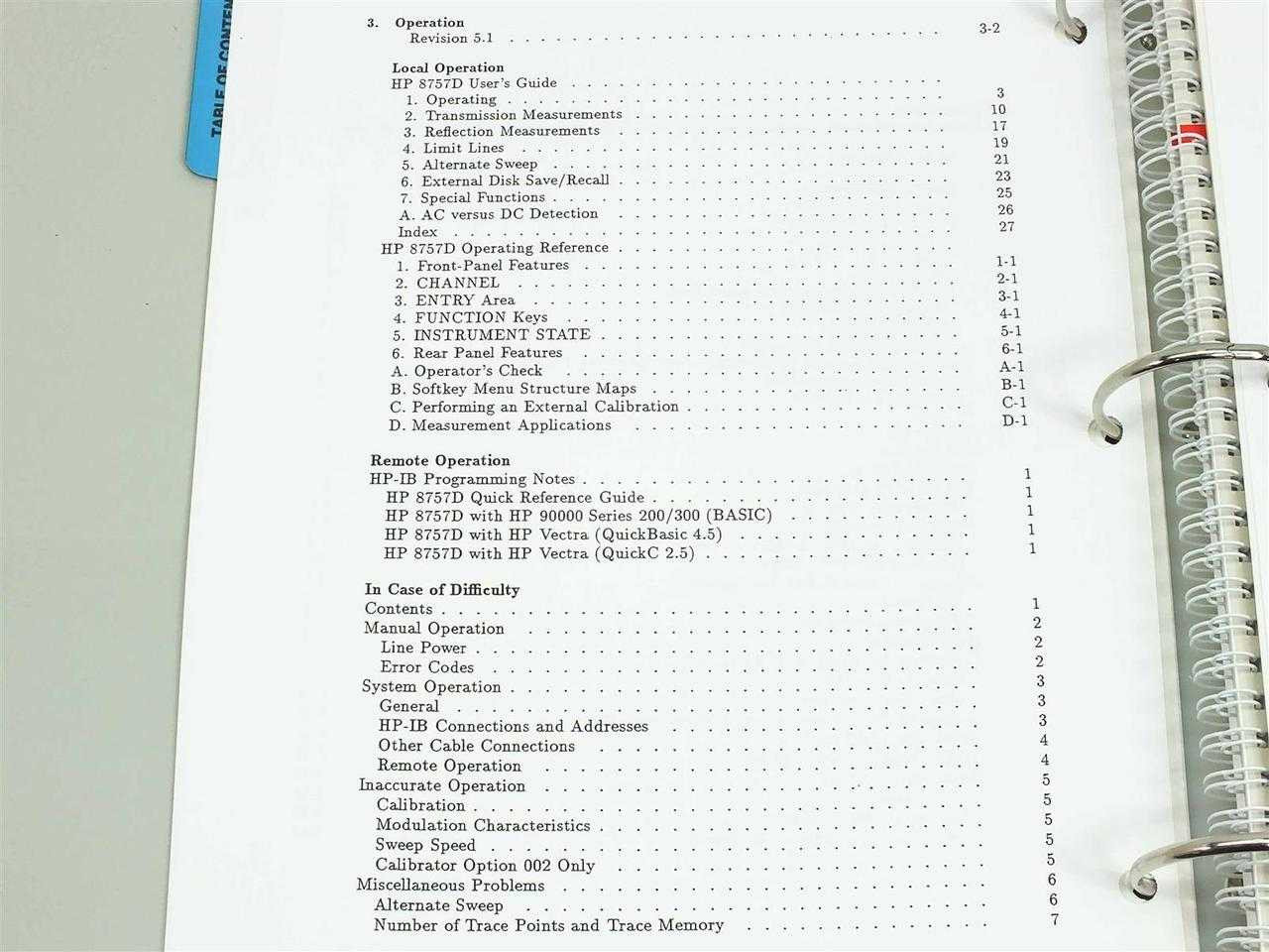 HP 8757D Scalar Network Analyzer - Operating Manual in Binder
