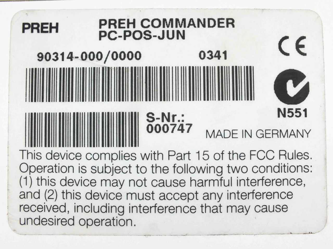 PREH 90314-000 Commander Keyboard PC-POS-JUN Junior - NO CABLE
