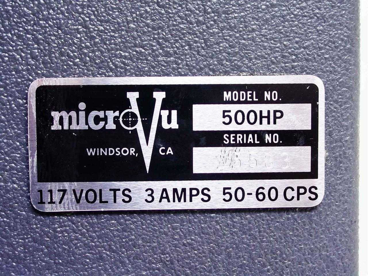 MicroVu 500HP Optical Comparator with 10X Lens