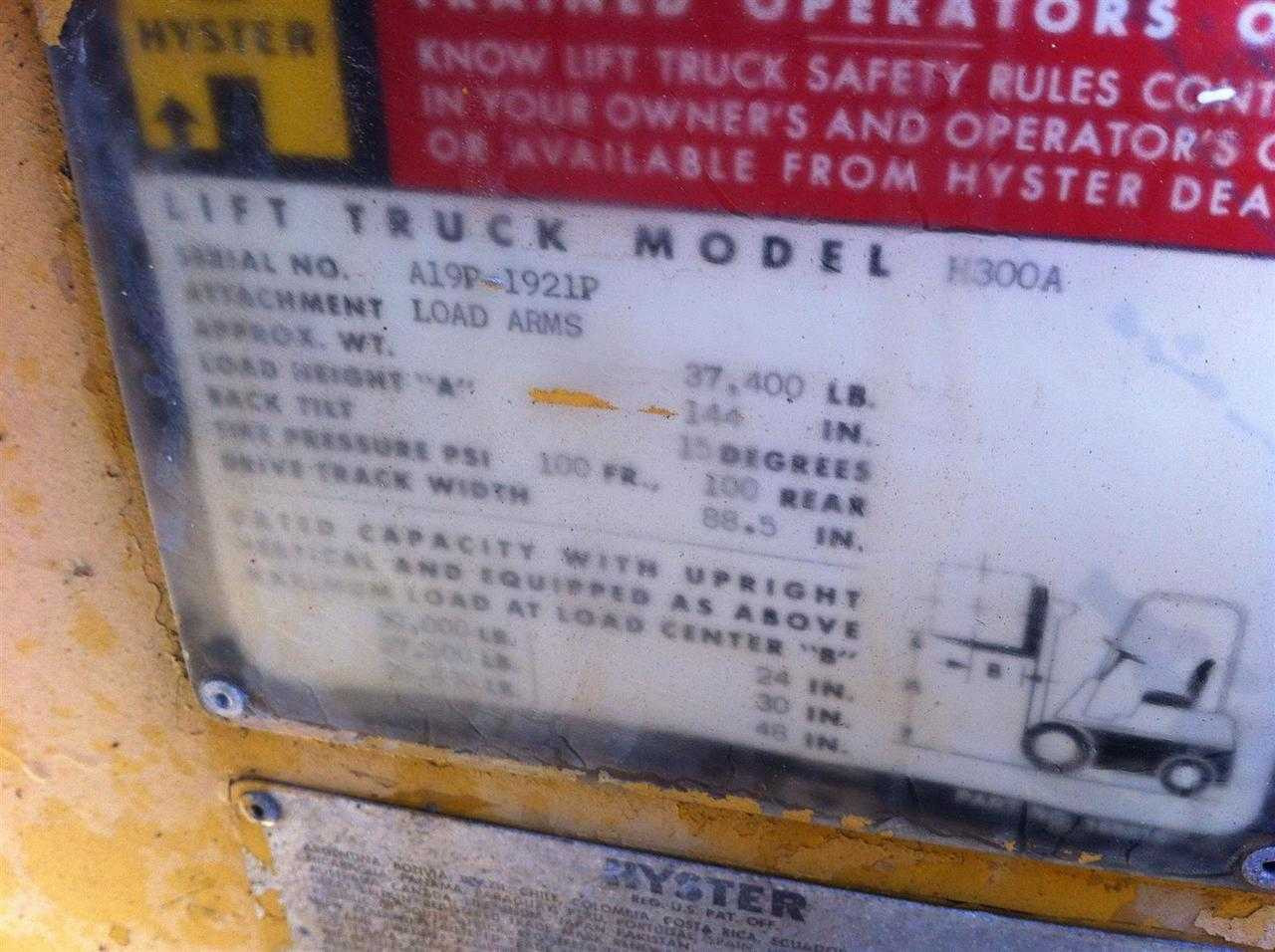 Hyster H300A 15 Ton 30,000 Pound Diesel Forklift 1970