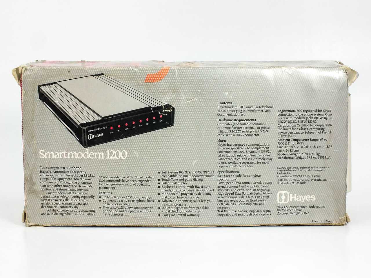 Hayes 1200 External SmartModem 1200 Baud Modem