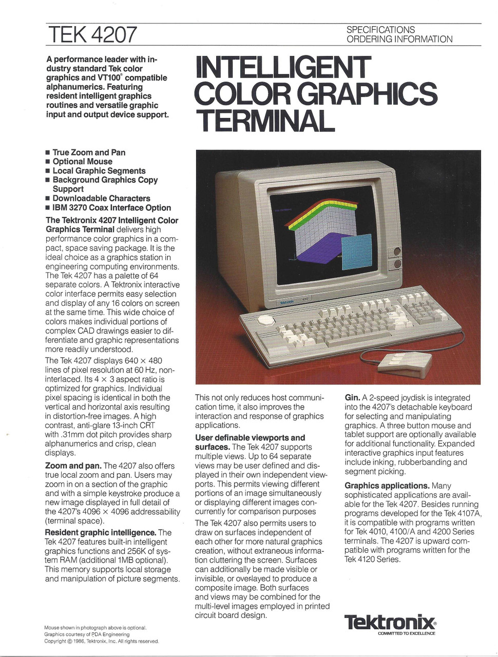 Tektronix 4207 Computer Terminal Display No Keyboard Unknown Os