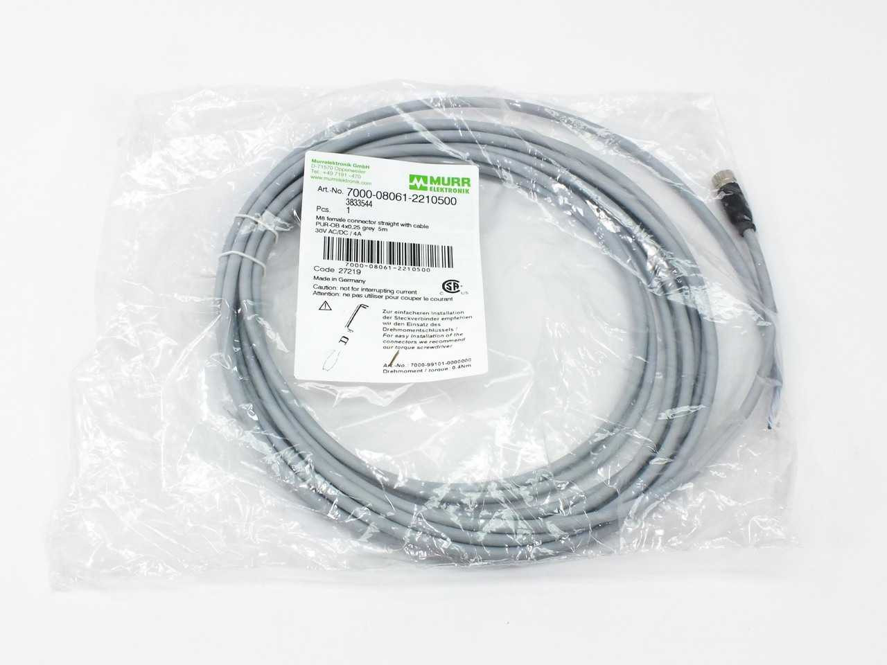 Murr Electronic 7000-08061-2210500 M8 Female Connector Straight Cable ...