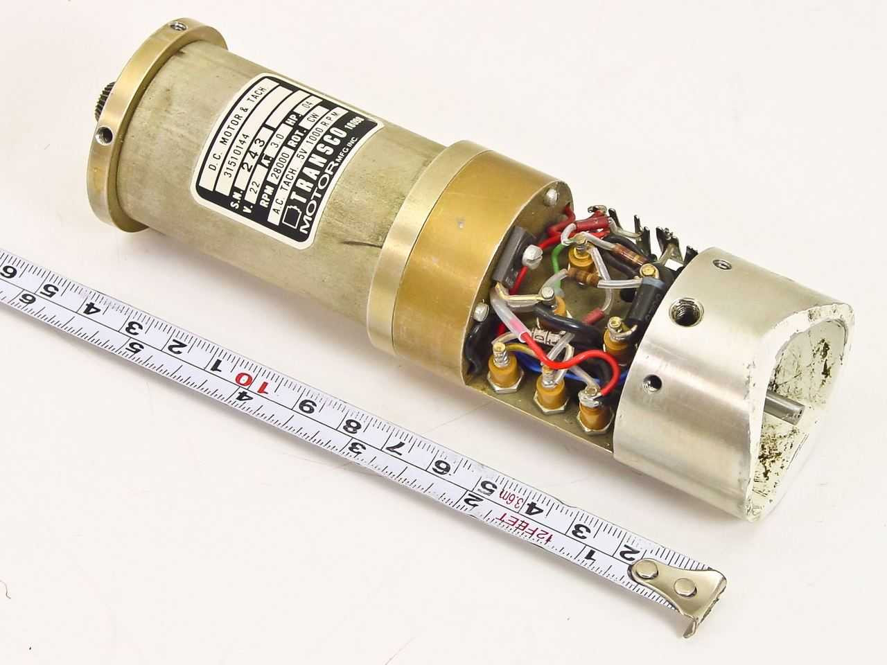 Transco DC Motor & Tachometer 22 VDC 3.0 Amp 28000 RPM 31510144 - AS IS