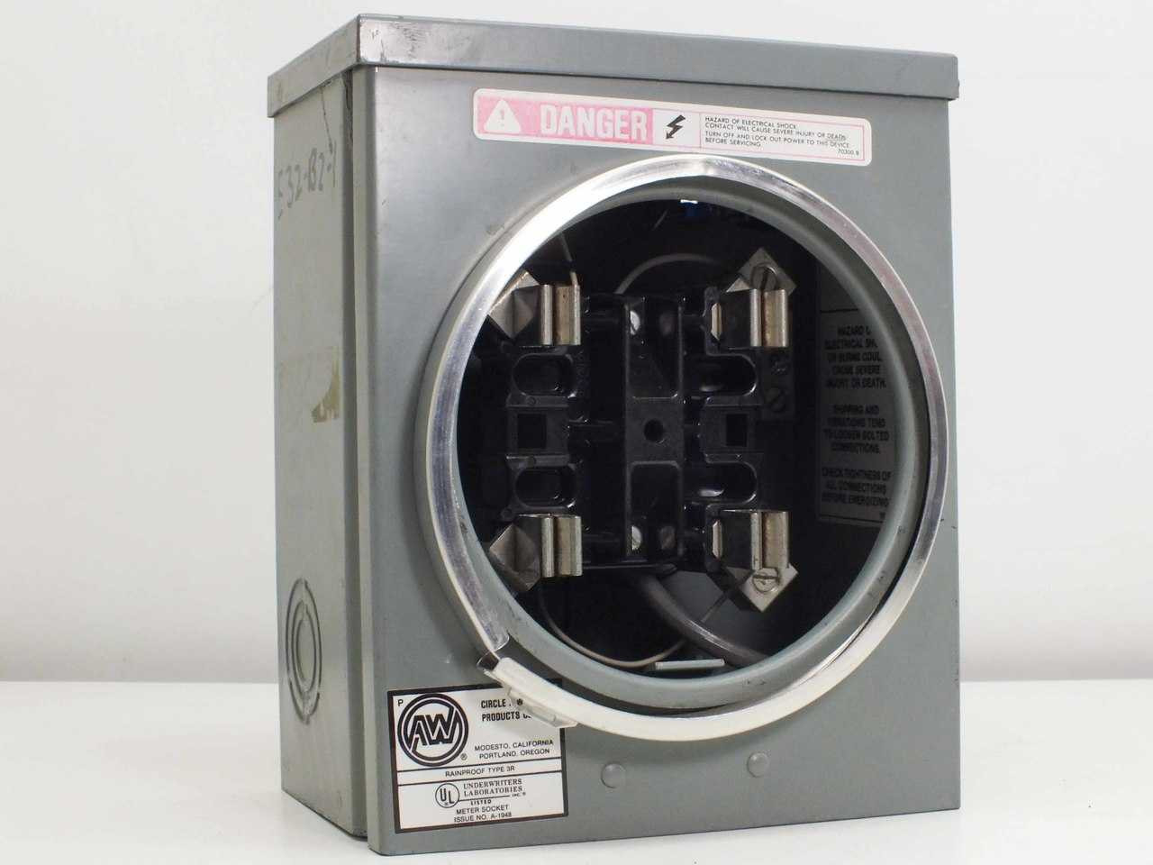 Circle A-W Products Rainproof Type 3R Meter Socket 600 V.A.C, 125 Amps ...