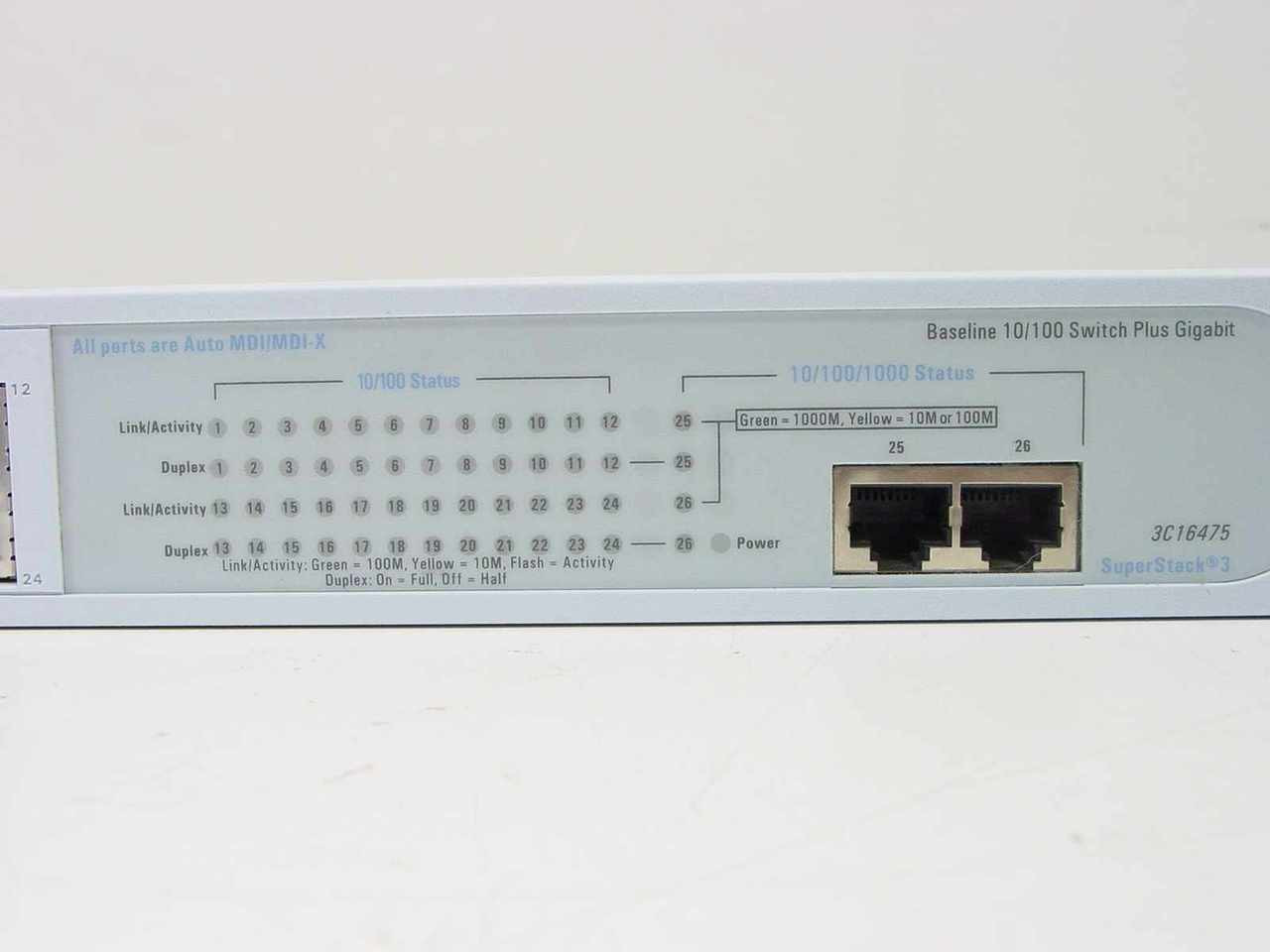 3COM 3C16475 SuperStack 3 Baseline 10/100 Switch Plus Gigabit