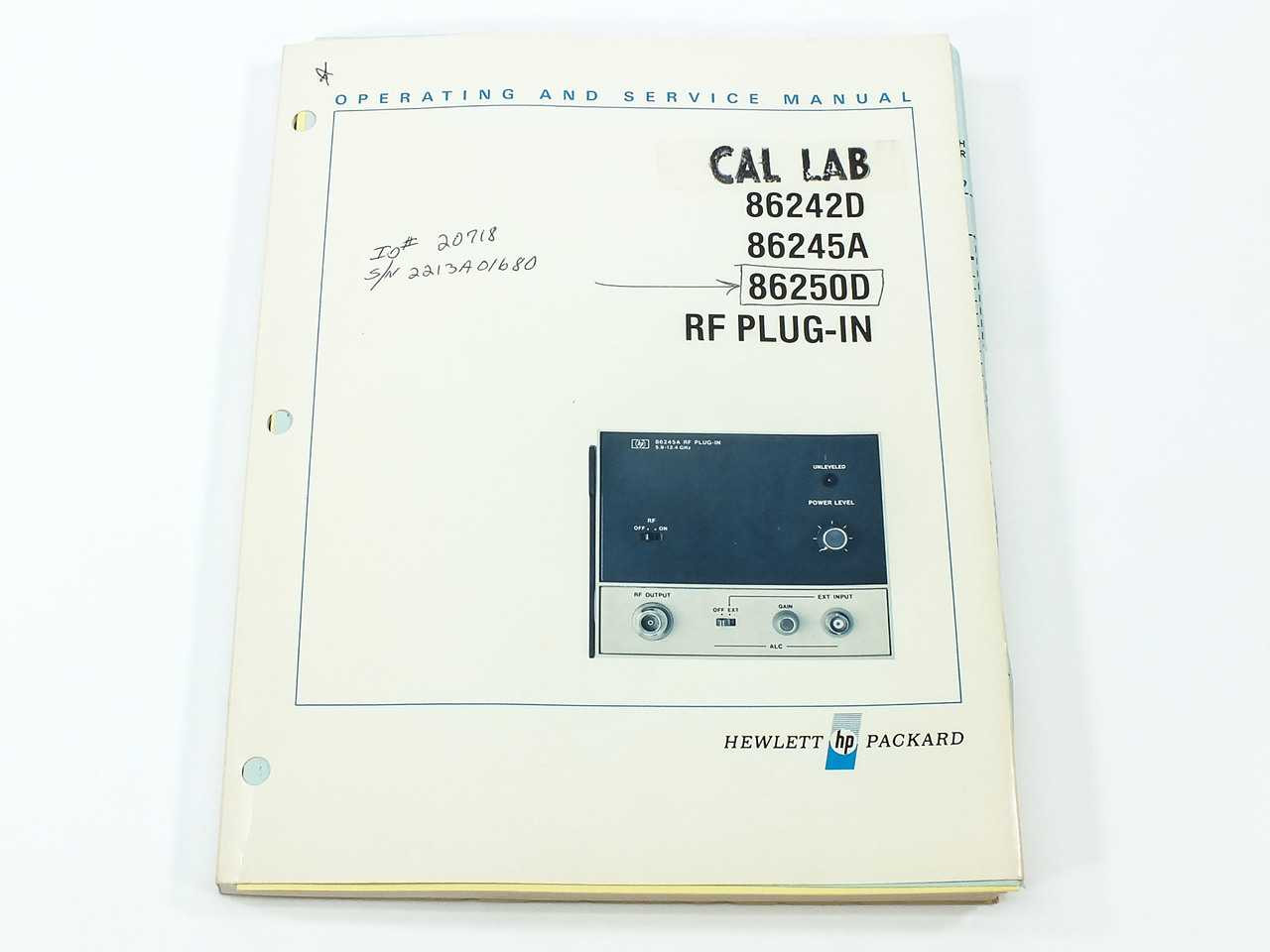 HP 86245-90001 86242D/86245A/86250D RF Plug-In Operating and Service Manual