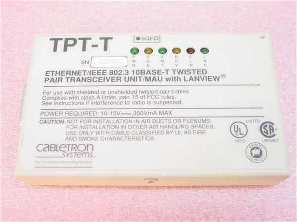 Cabletron TPT-T Ethernet Network Adapter Twisted Pair Transceiver with ...