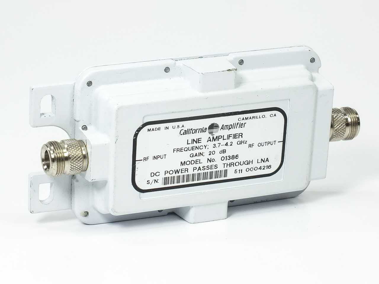 California Amplifier 1386 3.7~4.2 GHz Line Amplifier DC Power Pass Thru ...